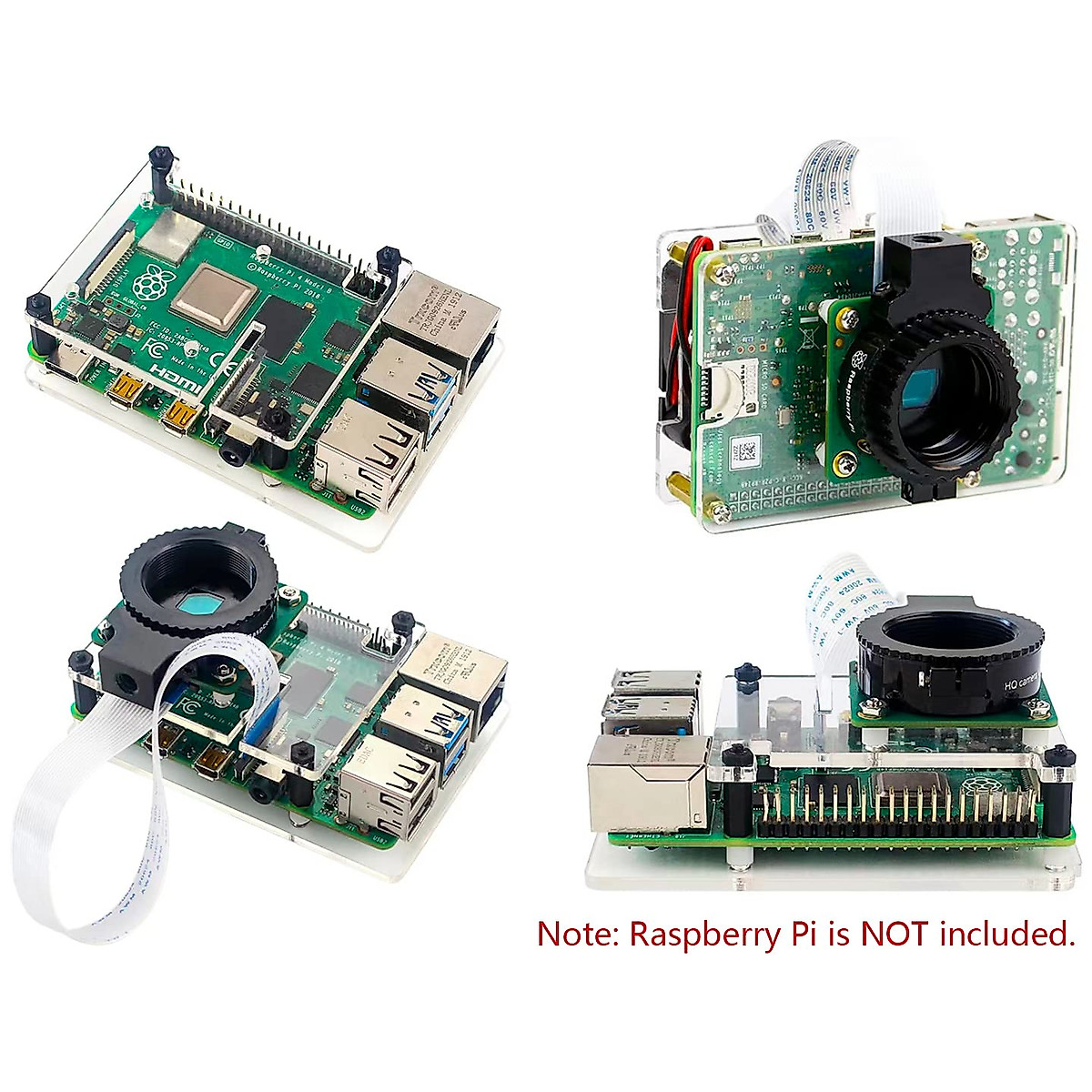 Raspberry Pi HQ Camera Module with Case for Raspberry Pi 4B/3B+/3B/2B/A+/Zero/W/Zero WH,12.3MP IMX477 Sensor Support C- and CS-Mount Lenses, Alternative for Raspberry Pi Camera Module V2 (8 Items)