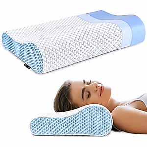 Memory Foam Pillows Neck Pillow for Sleeping, Ergonomic Contour Cervical Pillow Neck Support Bed Pillow for Side Back Stomach Sleeper, Orthopedic Pillow for Neck Pain Relief