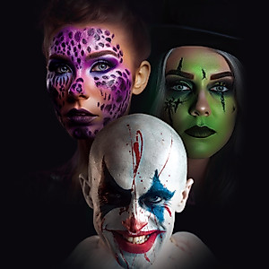 Spooktacular Creations Halloween Makeup Kit for Adult and Kids, 5 Colors Bruise Makeup Palette, Scar Wax with Spatula Tool, Fake Blood, Clotted Blood, Fake Blood Cream, Stipple Sponges