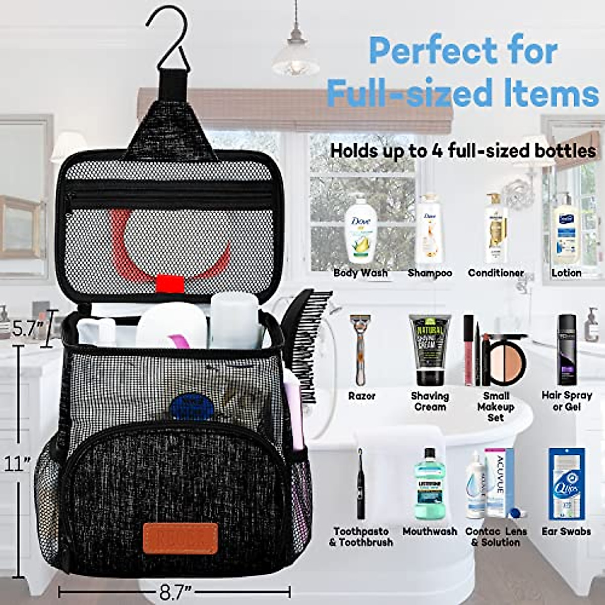 Shower Caddy Portable-Shower Bag,Portable Shower Caddy Bag,College Dorm Room Essentials for Girls Boys Student,Travel,Gym,Quick Dry,Large Capacity
