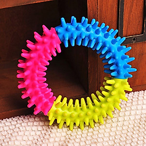 Shuohu Dog's Thorn Ring Chew Toy Rubber Spiny Multicolor Circle Non-Toxic Dental Healthy Training Toys