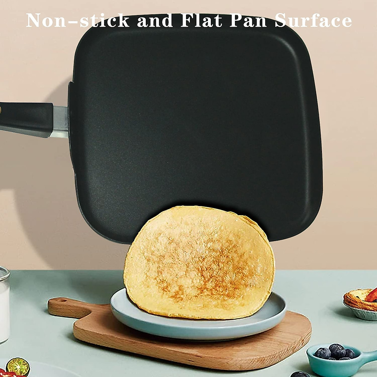 LECOOKING 10 Inch Square Griddle Pan, Nonstick Grill Pan for Cooking Eggs, Omelettes, and More, Griddle Cookware, PFOA Free