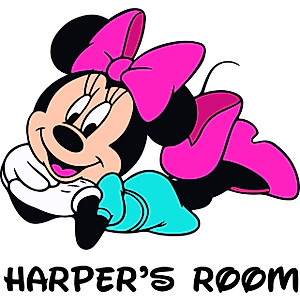 Minnie Mouse Little Girls Dreams Personalized Custom Name Wall Decals Wall Design Stickers Vinyl Removable Children Kids Rooms Girls Boys Baby Nursery Cartoon Size 15x20 inch