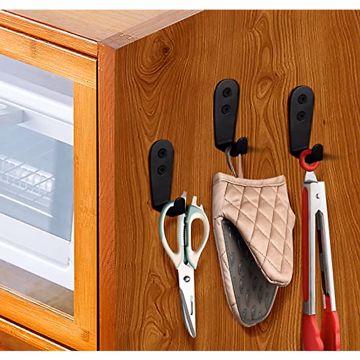 CGBE Coat Hooks for Wall, Heavy Duty Outdoor Hooks for Hanging Towel No Rust Outside Towel Hooks Wall Mounted with Screws and Anchor for Key, Towel, Bags, Cup, Hat (4 Pack Black)