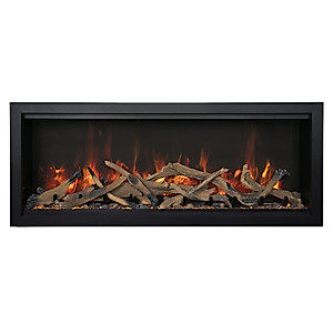 Amantii SYM-50-XT-BESPOKE Symmetry Extra Tall Bespoke 50-inch Indoor/Outdoor Electric Fireplace with Remote, Trim, Drift Log Media, and WiFi/Bluetooth Speaker