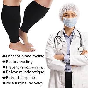 Plus Size Compression Sleeves for Calves Women Wide Calf Compression Legs Sleeves Men 3XL, Relieve Varicose Veins, Edema, Swelling, Soreness, Shin splints, for Work, Travel, Sports and Daily Wear