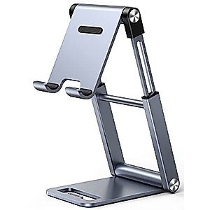 UGREEN Phone Stand for Desk Cell Phone Stand Holder Adjustable Height Phone Holder Foldable Portable Compatible with iPhone 15 14 Pro Max Plus 13 12 11 XS iPhone SE, Nintendo Switch up to 7.9''