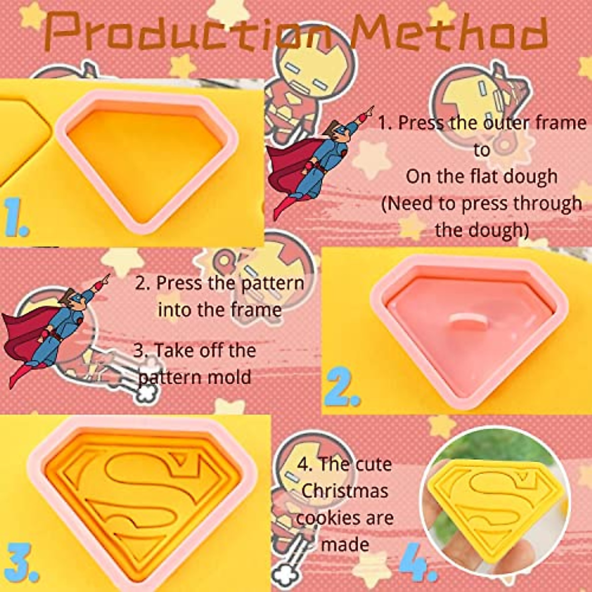 Crethinkaty Cartoon Cookie Cutter-8 Plastic Cookie Stamp- Cartoon Fun Cookie Mold, Children's Baking Set.