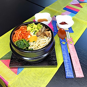 JOVELY Korean Stone Bowl Set, Authentic Ttukbaegi Korean Earthenware Pot, Twice-Fired Natural Korean Clay Pot for Cooking, Microwave & Dishwasher-Safe