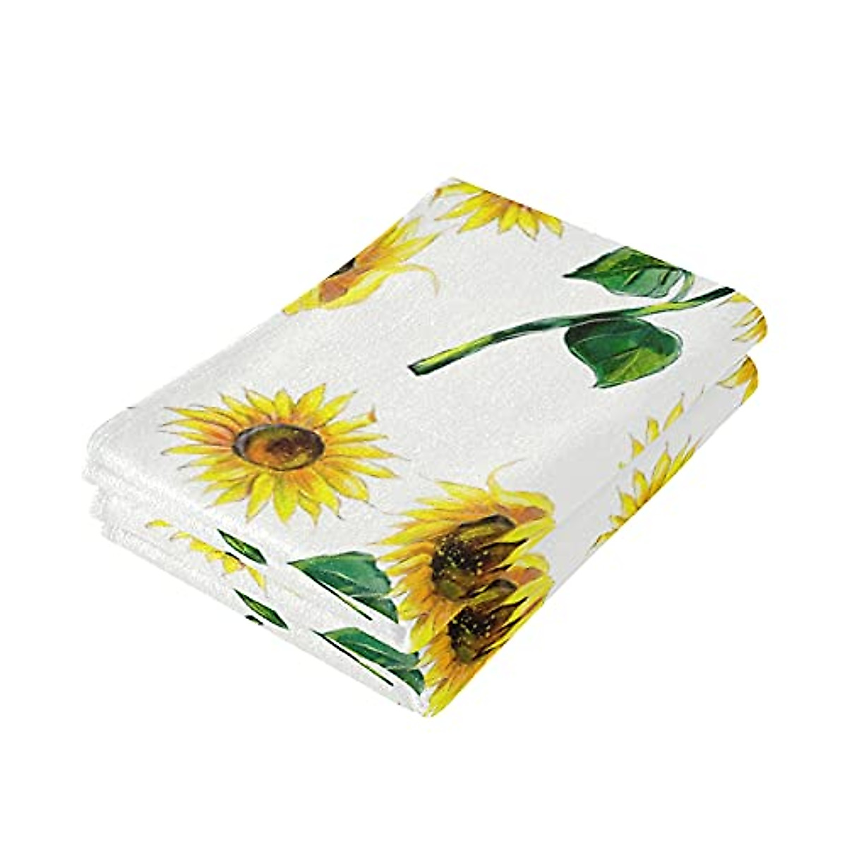 senya Hand Towel 2 Pack Beautiful Watercolor Sunflower Floral Towels Highly Absorbent Multipurpose for Hotel Spa Bathroom Towel