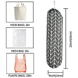 AMMON Plastic Bag Holder 2 Pcs Wall Mount Grocery Bag Holder Large Grocery Bag Dispenser Organizer for Home Kitchen Pantry Decor 22x9 Inch (Gray)