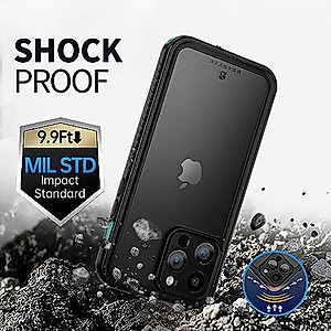 BEASTEK iPhone 14 Pro Max Waterproof Case, Underwater Shockproof Dustproof Case, FSN Series with Built-in Screen Protector with Protective Clear Back Cover, for Apple iPhone 14 Pro Max (6.7'') (Teal)