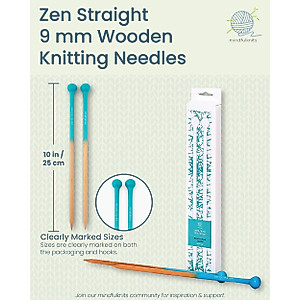 mindfulknits Premium Straight Single Pointed Beech Wood Knitting Needles – Size US 13, 9mm – 35cm Length – Knitting Supplies for Relaxation & Stress Relief (US 13, 9mm)