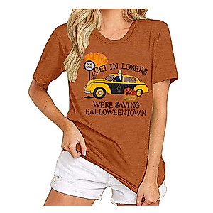 TIVIEAZG Women's We're Saving Halloween Town Shirt, Orange, Medium