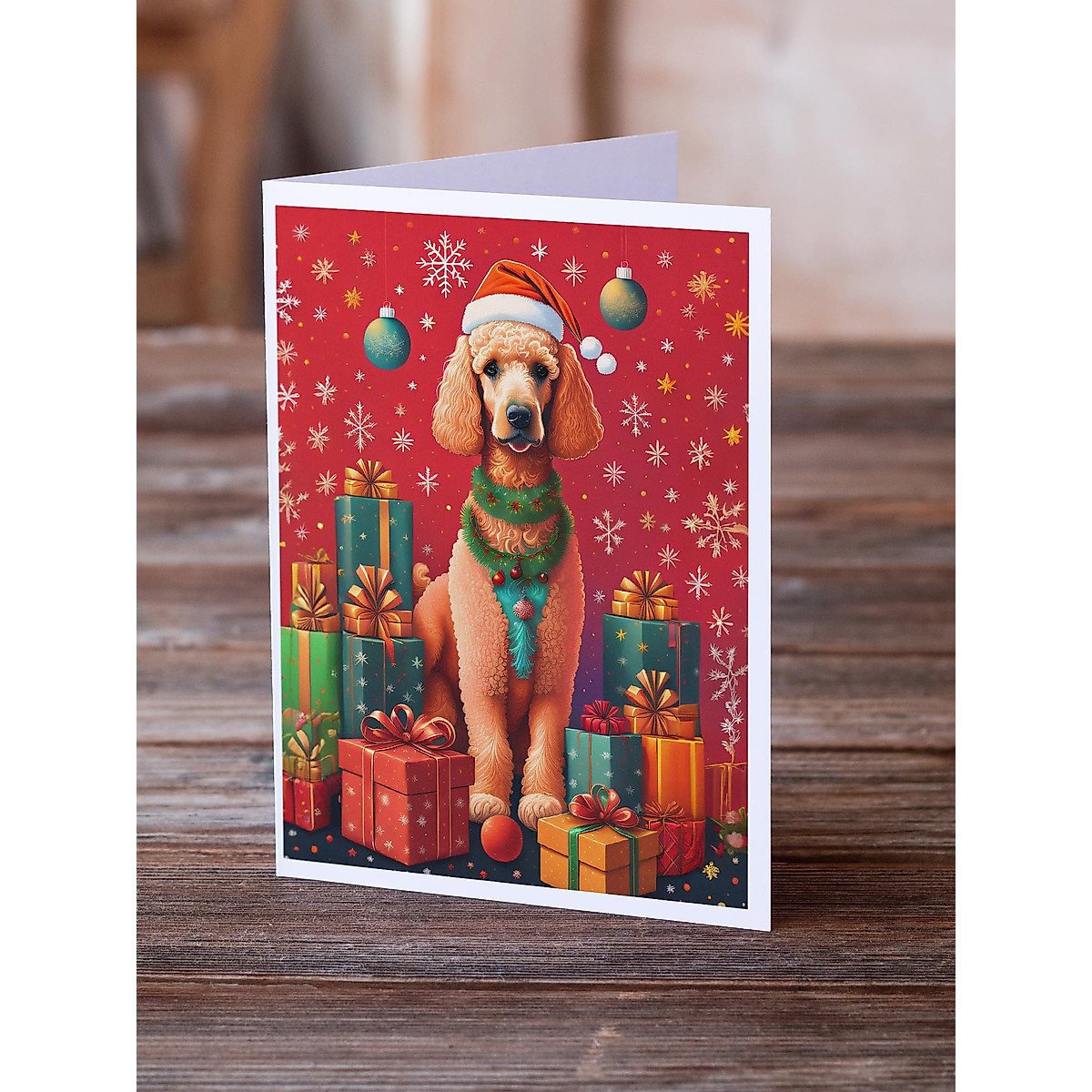 Caroline's Treasures DAC3138GCA7P Poodle Holiday Christmas Greeting Cards Pack of 8 Blank Cards with Envelopes Whimsical A7 Size 5x7 Blank Note Cards