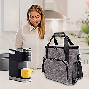 CHELVVG Coffee Maker Travel Carrying Bag Compatible with Keurig K-Mini or K-Mini Plus, Single Serve Coffee Brewer Waterproof Portable Storage Bag with Extra Pockets (Bag Only)