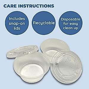 Condiment Cups with Lids, 100 Sets per Pack: Small Plastic Containers for Salad Dressings, Sauce and Jello Shots at Home, Work and Restaurants