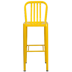 Flash Furniture Gael Commercial Grade 2 Pack 30" High Yellow Metal Indoor-Outdoor Barstool with Vertical Slat Back
