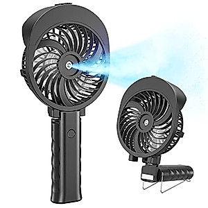 Portable Misting Fan, 55ML Large Water Tank Personal Handheld Mister Fan, Rechargeable Battery Operated Fan with Spray Mist Fan, 180° Foldable, 3 Speeds, for Home, Office, Outdoor, Disney, Travel
