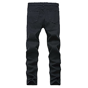 Men's Black Skinny Slim Fit Stretch Straight Leg Fashion Jeans Pants, 29W