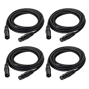 Eyeshot 10ft / 3.04m DMX Cable, 4 Packs 3 Pin DMX Cables DMX Wires, DMX512 XLR Male to Female Stage Light Signal Cable with Metal Connectors, Connection for Stage & DJ Lighting fixtures