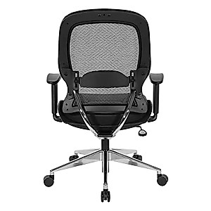 Space Seating 335 Series Professional Air Grid Back Adjustable Office Chair with Thick Padded Bonded Leather Seat and Heavy Duty Aluminum Base, Black
