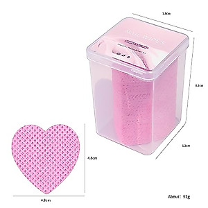 3Boxes/ 600Pcs Lint Free Nail Wipes Heart Shape Nail Art Gel Polish Remover Cotton Pad Nail Wipe Eyelash Extension Glue Wipes Removal Tool for Nail Salon and Eyelash Extension Supplies, Pink