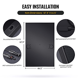 BougeRV 400 Watts 10BB Mono Solar Panel, All Black Frame Monocrystalline Technology Work with 12/24 Volts Charger for RV Camping Home Boat Marine Off-Grid