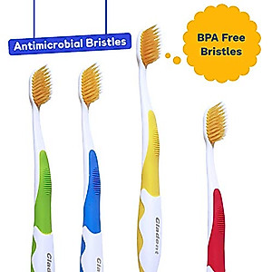 cladent Gold Nano Toothbrush Soft Toothbrushes for Adults, Double Layered Soft Bristle Toothbrush,BPA Free,Travel Toothbrush,Toothbrush Bulk,4 Colors,6 Count (6 Count)