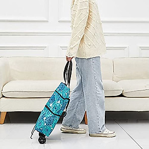 Foldable Shopping Bag with Wheels, Easy to Carry, Heavy Duty Shopping Bag, Reusable Ladies Shopping Cart Shopping Trolley On Wheels 6