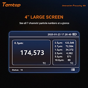Temtop Professional Particle Counter Affordable Cleanroom Portable Particulate Sensor 0.3μm~10μm Particulate Matter Tester PM0.5, PM2.5, PM10 Detector ISO-21501 Certified PMD331