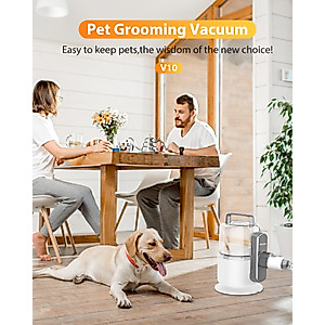 Simple Way Pet Grooming Vacuum, 6 in 1 Dog Grooming Kit with 3 Suction Mode and Large Capacity Dust Cup, Dog Vacuum for Shedding Grooming and Pet Vacuum for Dog Hair at Home (White)