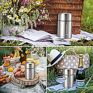 Food Jar - 27oz Vacuum Insulated Stainless Steel Lunch Thermos, Leak Proof Soup Containers with bag for Hot or Cold Food (Grey)