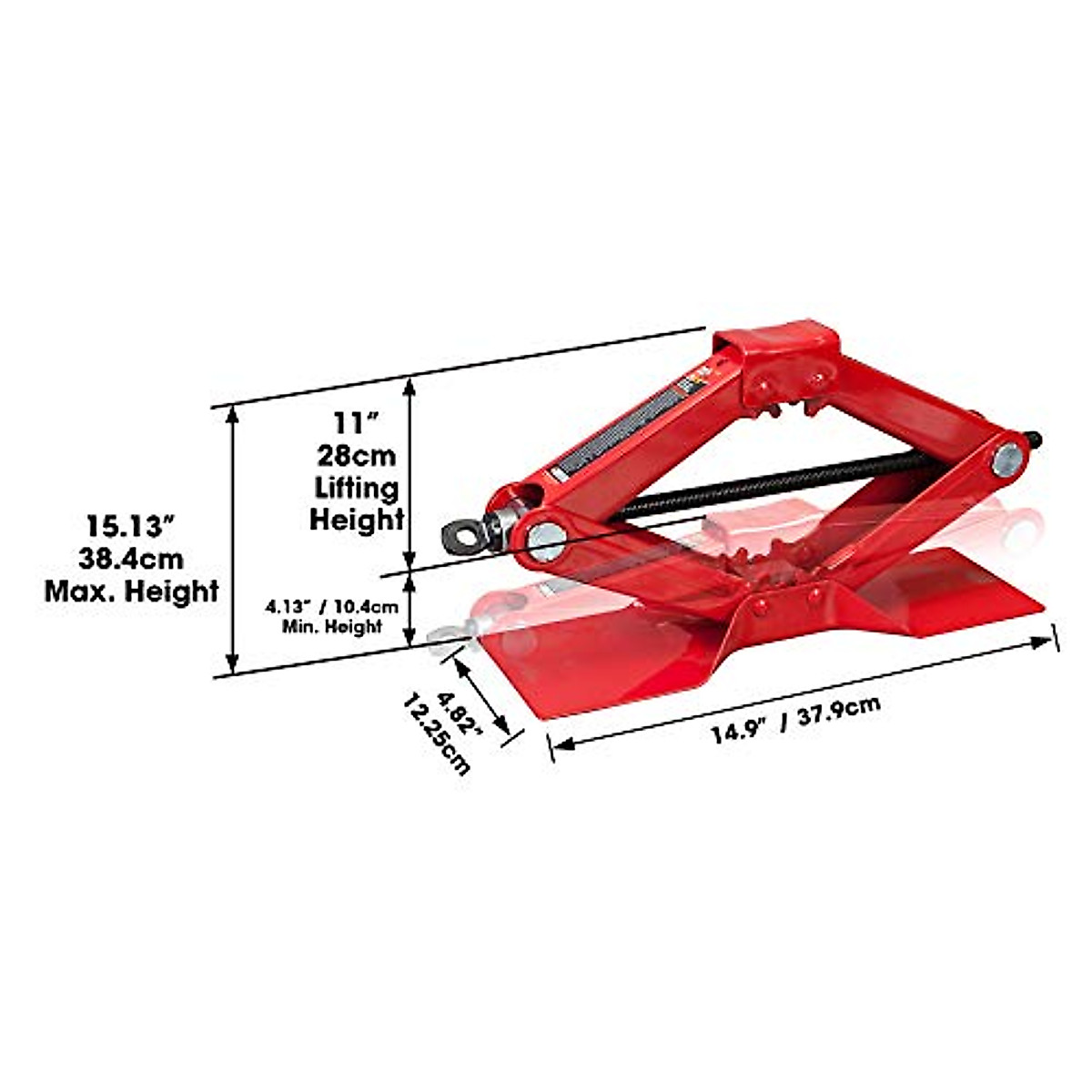 BIG RED T10152 Torin Steel Scissor Lift Jack Car Kit, 1.5 Ton (3,000 lb) Capacity, Red