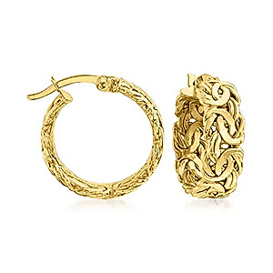 Ross-Simons 18kt Yellow Gold Byzantine-Link Hoop Earrings