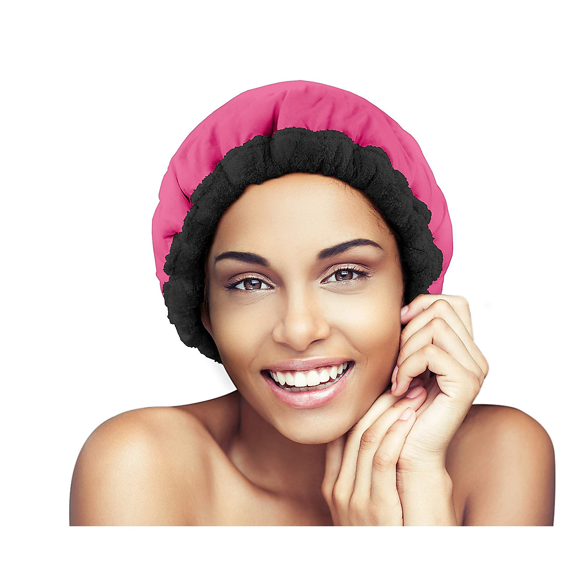 Glow by Daye Cordless Deep Conditioning Thermal Heat Cap, Microwavable Heat Therapy for Hair, Portable, Reversible Pink Punch