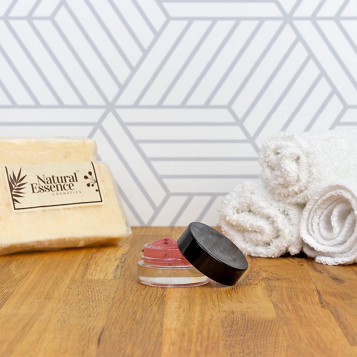 Cornucopia Brands 7-Milliliter Clear Glass Balm Jars (12-Pack); 1/4 oz Cosmetic Jars w/Lined Black Plastic Lids