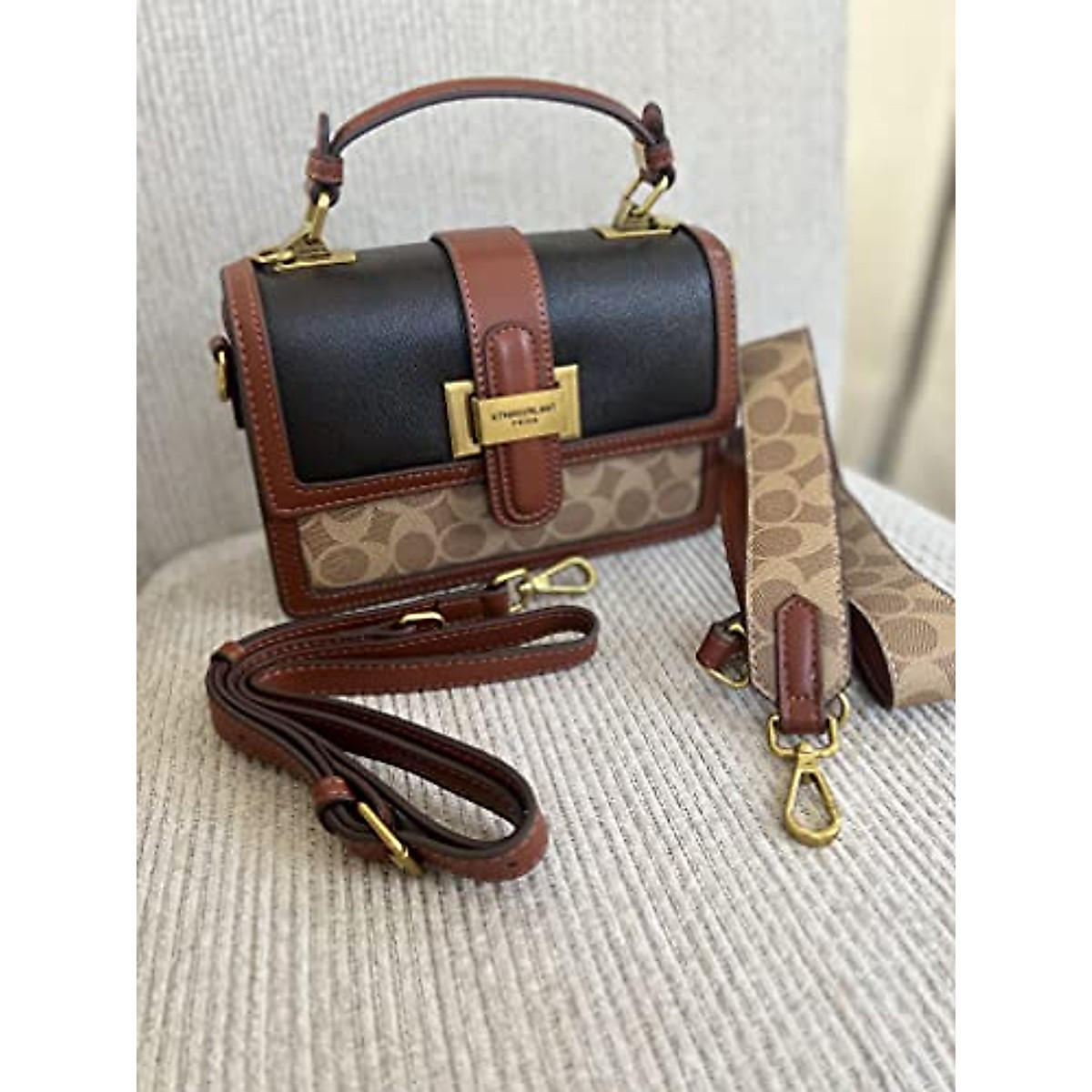 Small Crossbody Bags For Women - Leather handbag - Satchel Shoulder Bag - Fashion Design -Gold clasp - Multifunctional (Black)