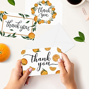 Sinasasspel 36Pack Little Cutie Thank You Cards Assortment with Envelopes Orange Stickers Clementine Theme Party Supplies Little Cutie Baby Shower Gifts 4 x 6 Inches