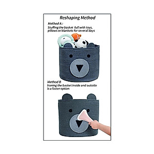 Homearda Cotton Rope Basket,Baby Hamper,Cute Bear Basket,Storage Basket ,Woven Laundry Hamper,Toy Storage Bin,Gifts – Pet or Baby Gift Baskets- White-12 x 10 - easy to reshape