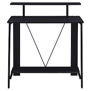 Acme Nypho Wooden 2 Shelves Writing Desk with Metal Frame in Black