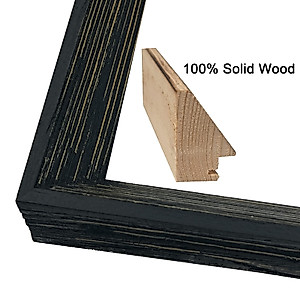5x7 Black Picture Frame, Solid Wood Frame with HD Plexiglass, Distressed Farmhouse Rustic Photo Frames for Gallery Wall Mounting or Tabletop Display
