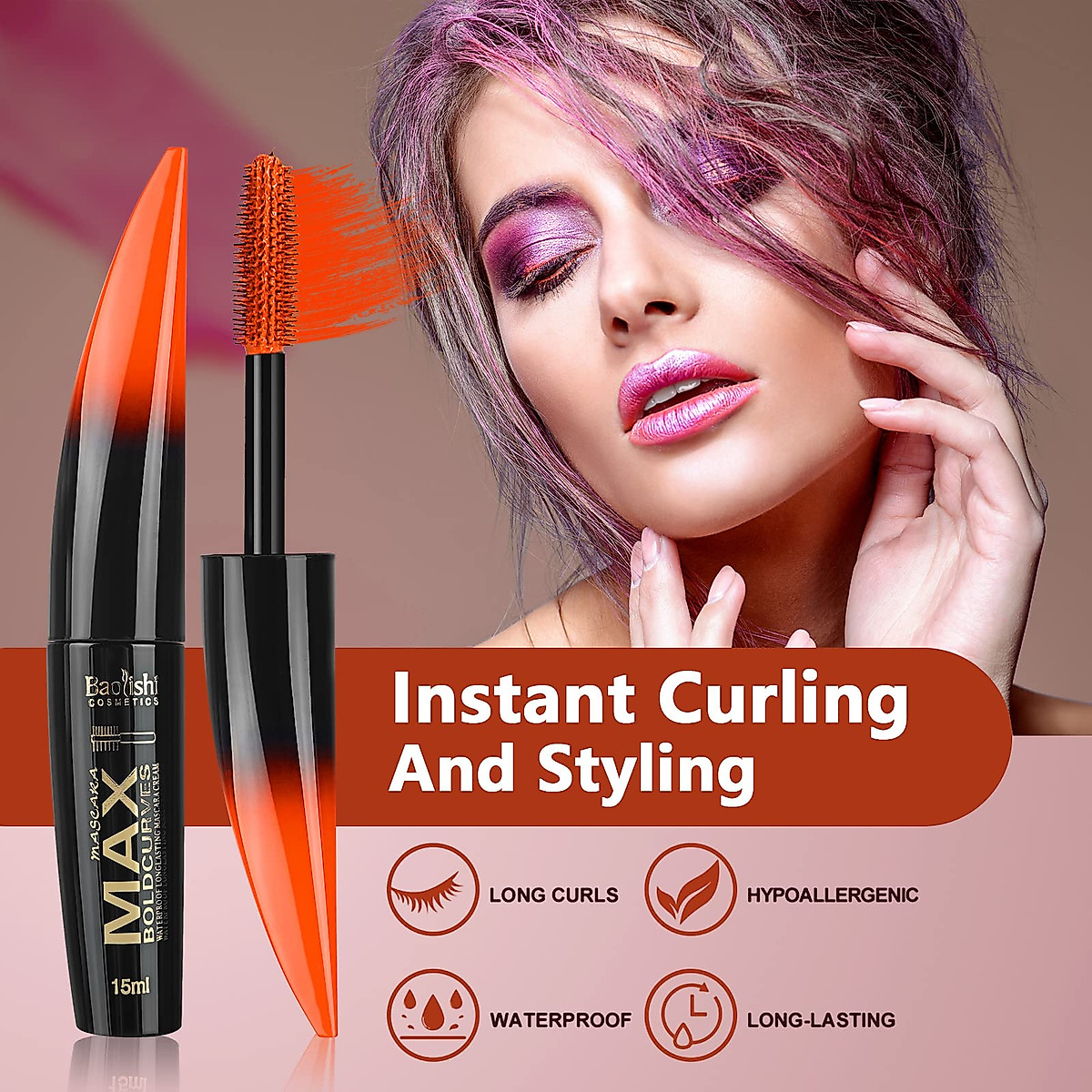 Long Lasting Smudge-Proof Lash Sensational Mascara, FantasyDay 6 Pcs 0.5 Fl Oz Washable Volumizing Lengthening Defining Curling Eyelash Makeup Set - Lift Separates Eye Lashes False Lash Effect Mascara