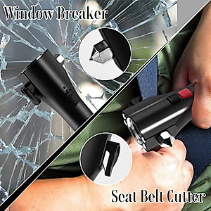 Unicumoo Solar Powered Car Safety Hammer Flashlight with Seatbelt Cutter, LED High Lumens, Red and Blue SOS Flashing, USB Charging, Magnetic Attraction, Portable Design