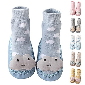 Lykmera Cute Children Toddler Shoes Autumn Winter Boys Girls Floor Socks Shoes Flat Bottom Non Slip Warm Socks Shoes (Yellow, 12-18 Months)