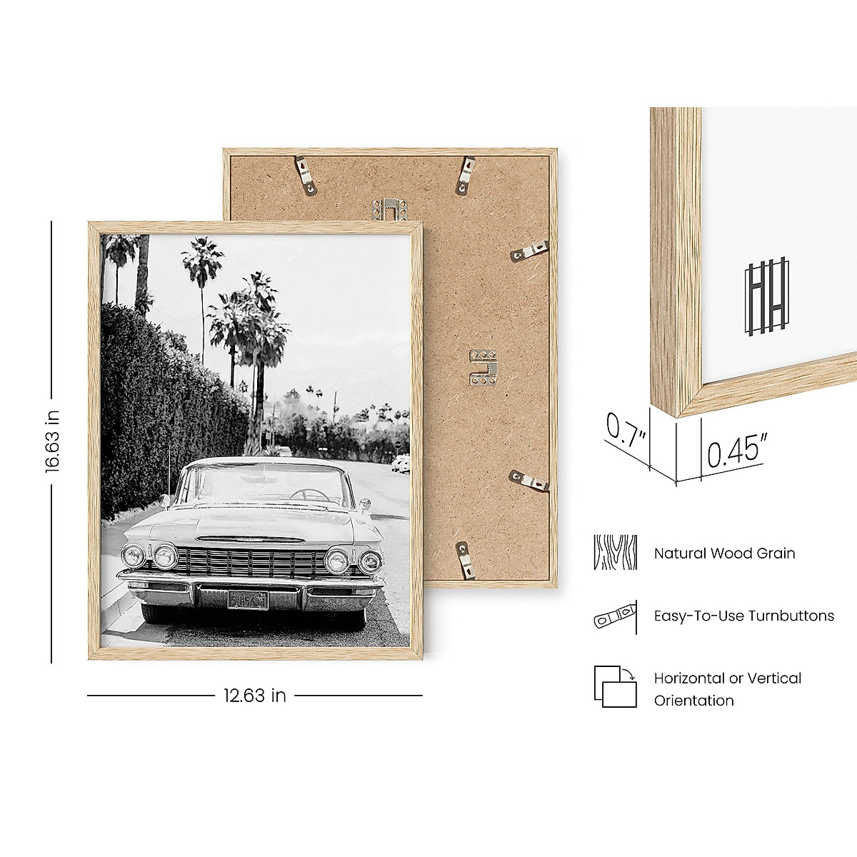 Haus and Hues Black and White Car Poster - Black and White pictures for Wall Decor Car Prints and Posters Wall Art, Car Pictures for Wall (Beige Framed, 12x16)
