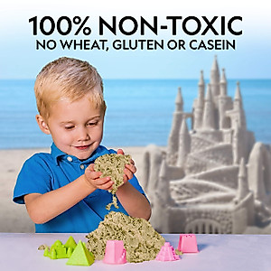 National Geographic Blue Marble Moon Sand - 12 Lbs. of Play Sand with Castle Molds (Natural) - A Fun No Mess Sensory Activity, Kids Fake Sand Play Set, Sensory Bin Filler