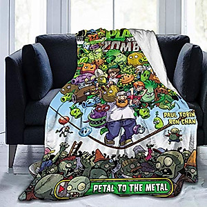 Glenn Isidore P-lants Vs Zom-bies Fleece Blanket - Ultra-Soft Velvet - Throw/Travel - Cozy Lightweight - Easy Care - All Season Premium Bed Blanket 60"x50"