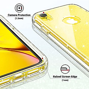 ULAK Compatible with iPhone XR Case Clear Glitter for Women Girls, Hybrid Hard PC Back Cover with Protective Bumper Anti-Scratch Shockproof Phone Case for iPhone XR 6.1 inch, Sparkle