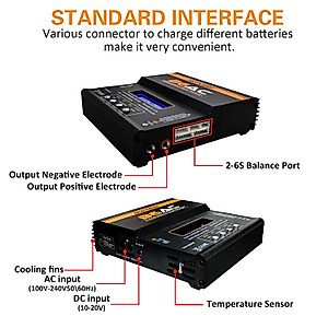SUPULSE Lipo Battery Charger 1-6S AC/DC 80W and Lipo Battery Charger DC 3.7V 1S 1 Cell RC Charger Micro 5 Ports with LED Indicator